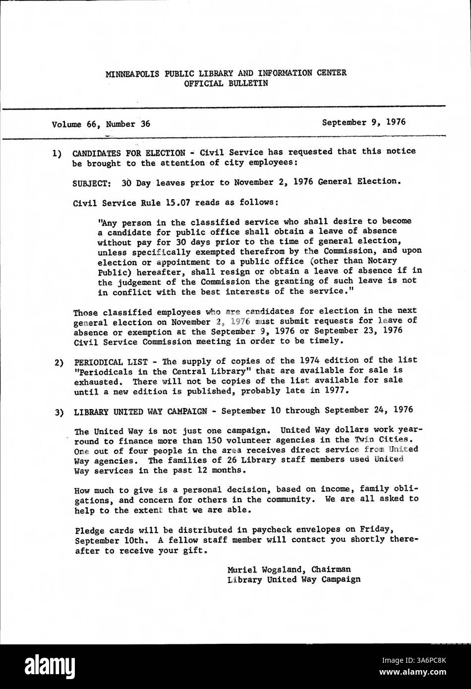 This bulletin from 1976 offers minneapolis public library staff hi-res ...
