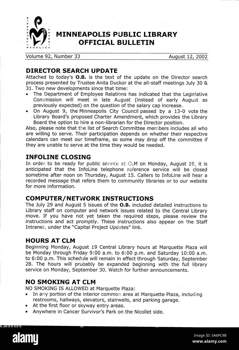 The 2002 weekly bulletin for Minneapolis Public Library employees ...