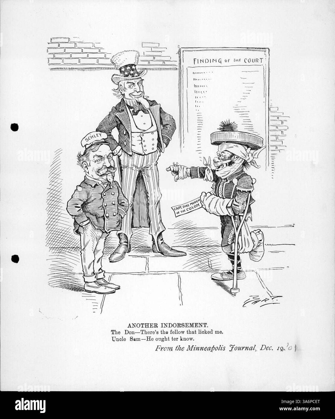 Captain Diaz Moren of the Cristobel Colon points out Admiral Schley as ...