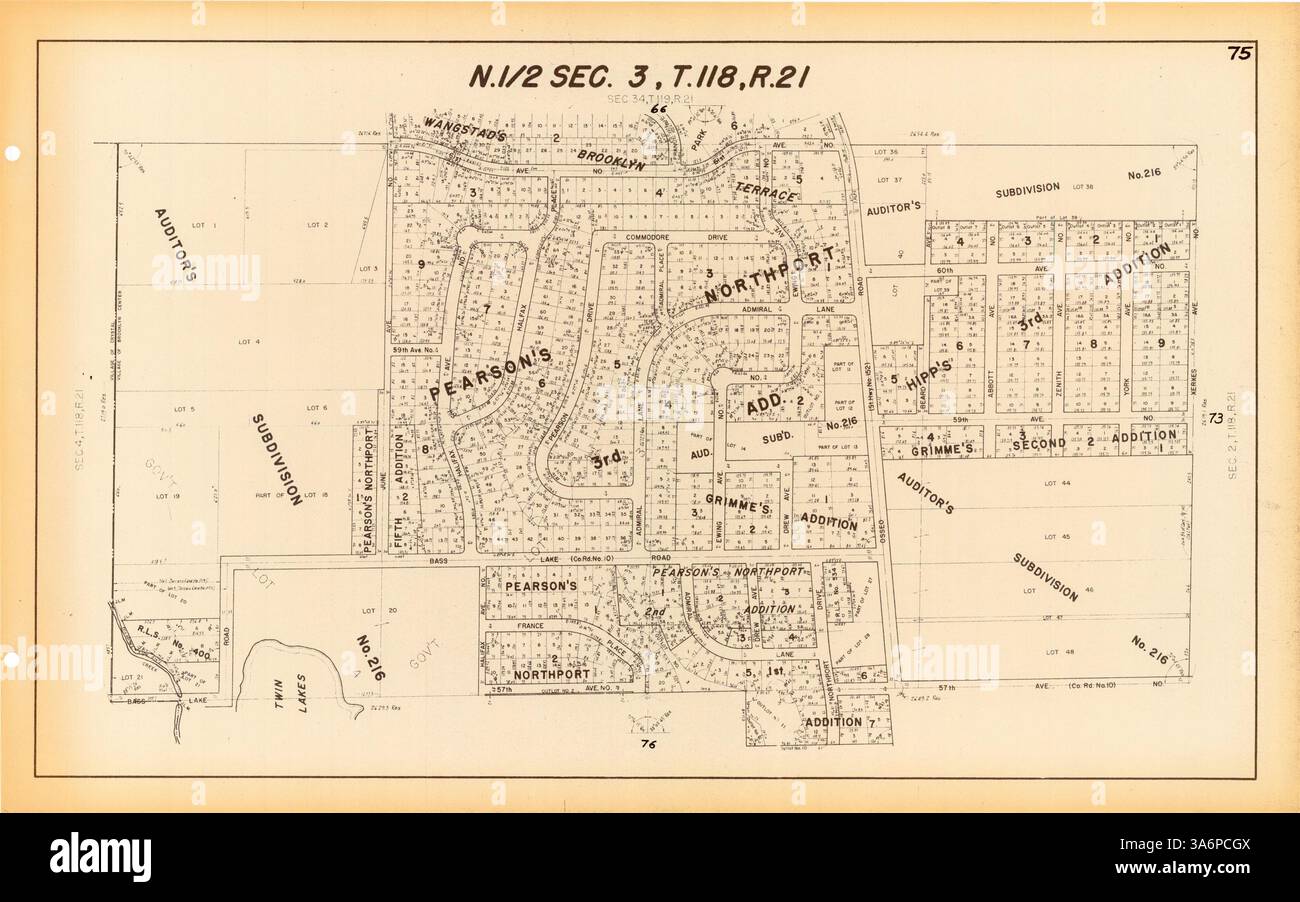 This detailed atlas covers the villages of Brooklyn Center, Brooklyn ...