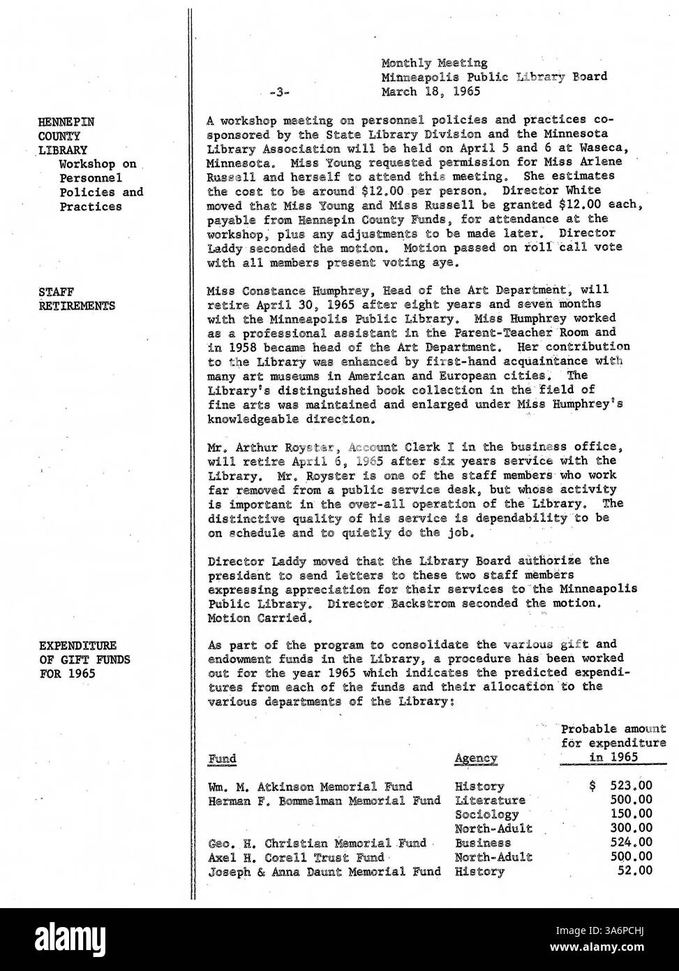 The meeting minutes of the Minneapolis Public Library Board of ...