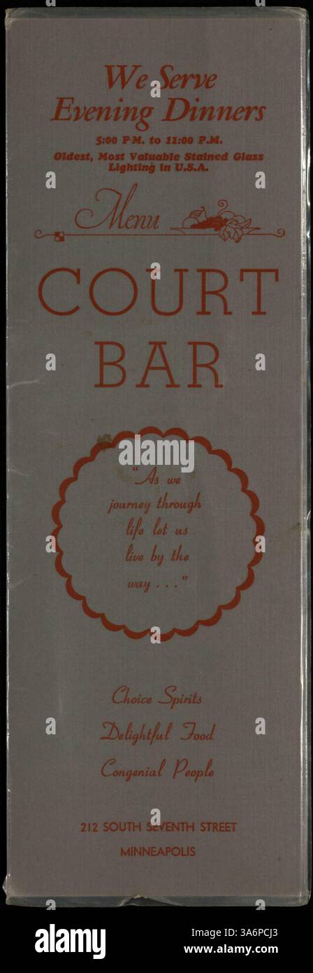 This menu from the court bar is a tri fold hi-res stock photography and ...