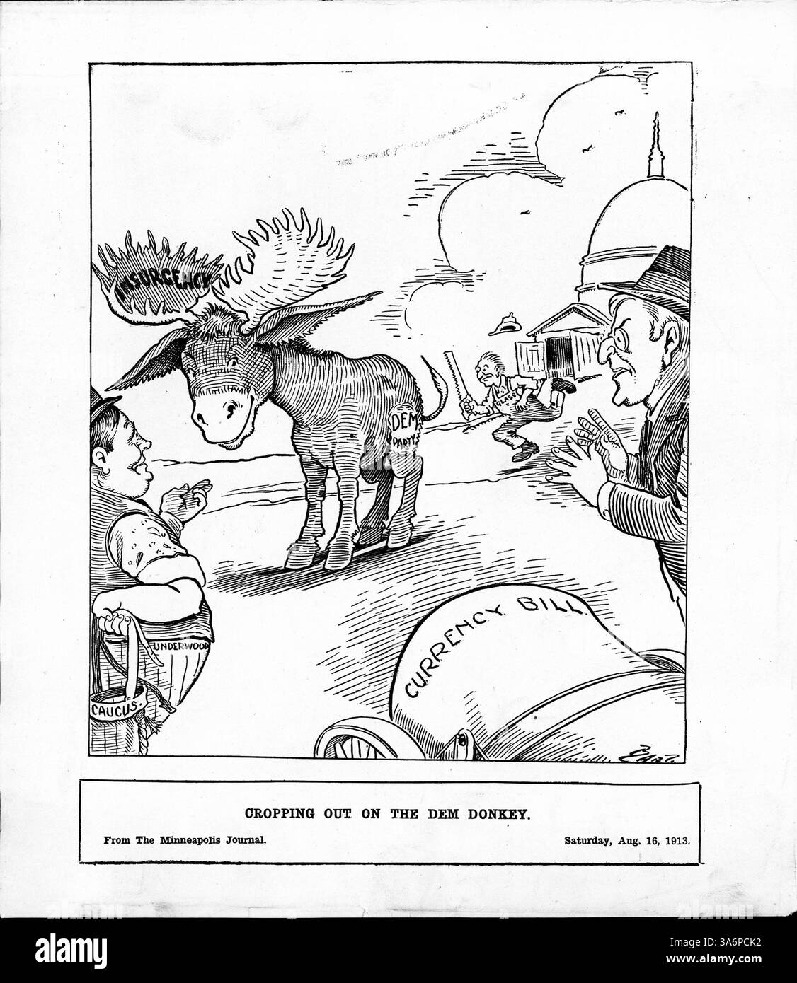 This political cartoon depicts the Democratic Donkey standing in a ...