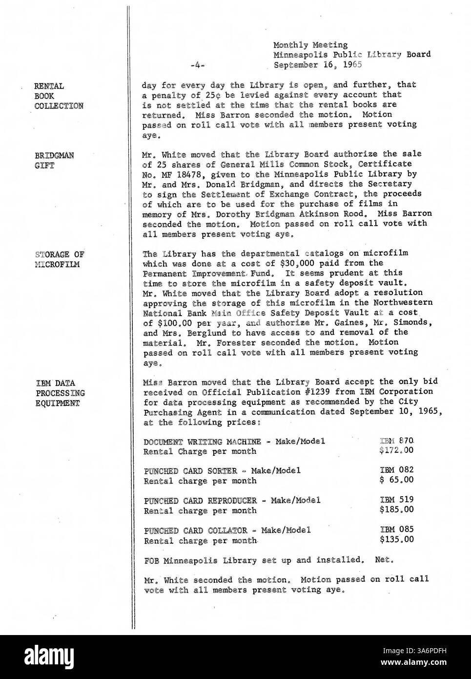 These meeting minutes from 1965 capture key actions taken by the ...