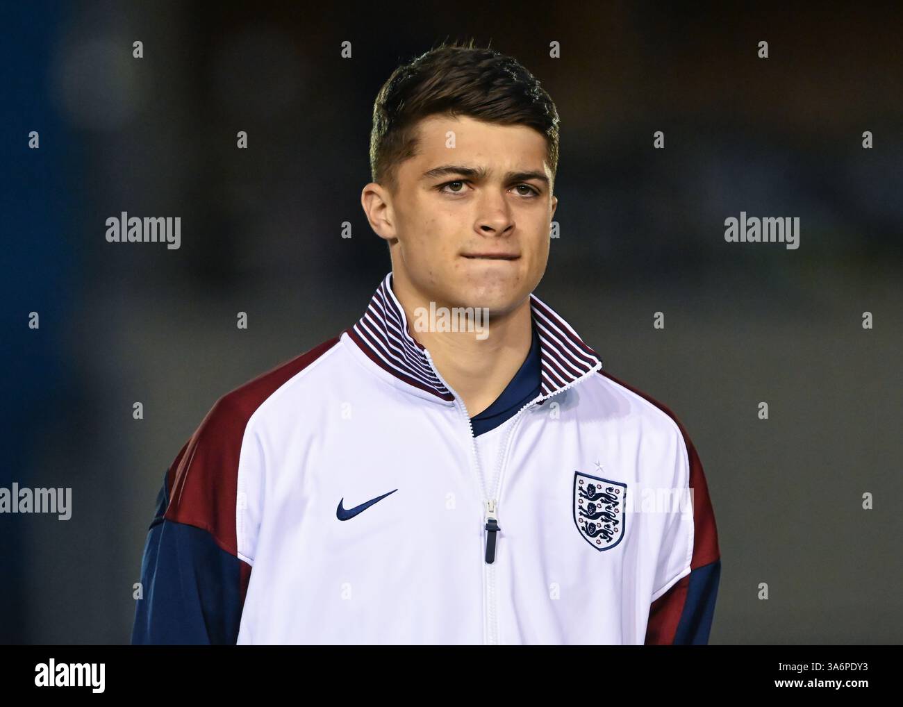 Deeside, UK. 25th Mar, 2025. Lewis Miley of England lines up ahead of ...
