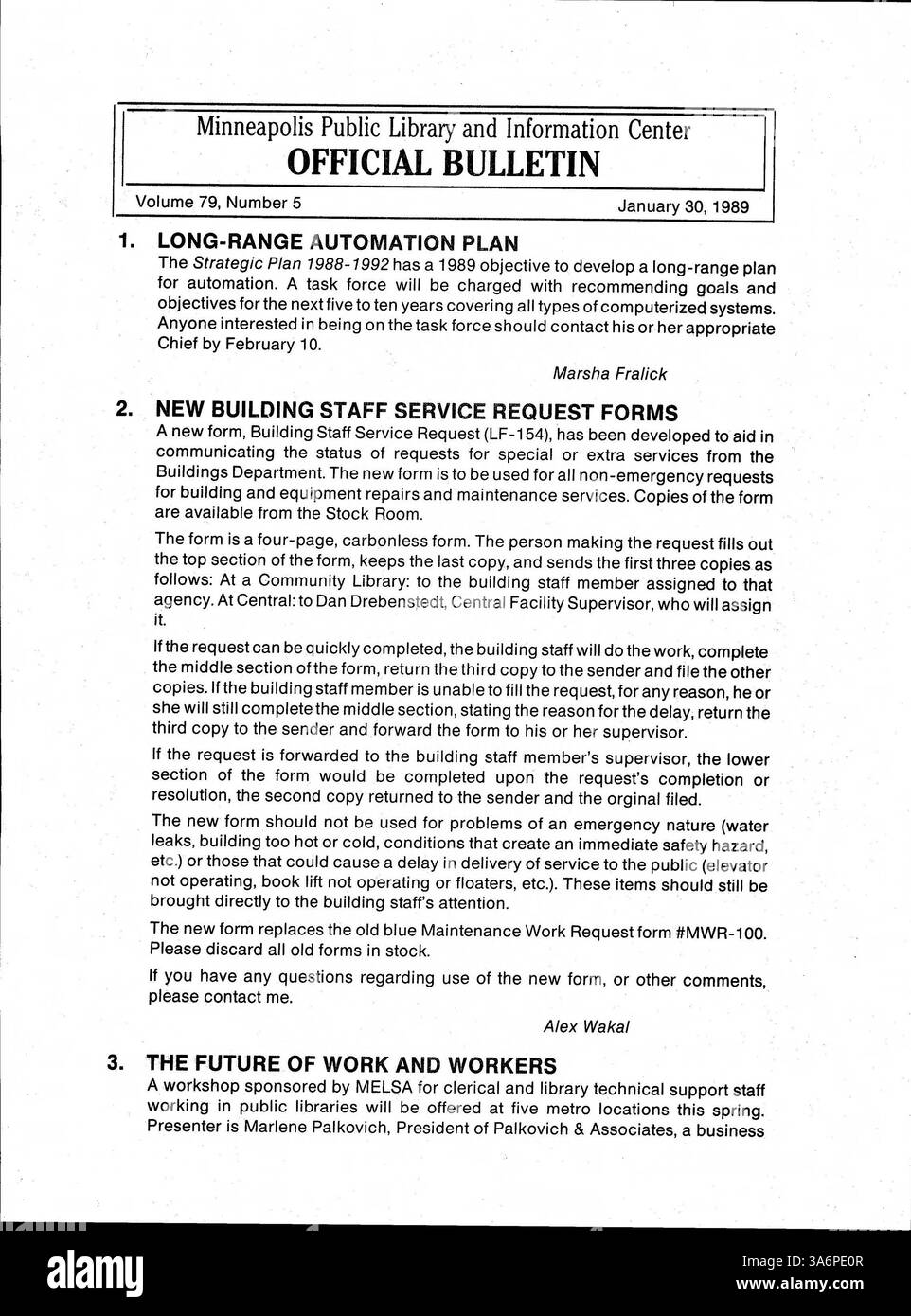 This weekly bulletin from 1989 was part of the Minneapolis Public ...