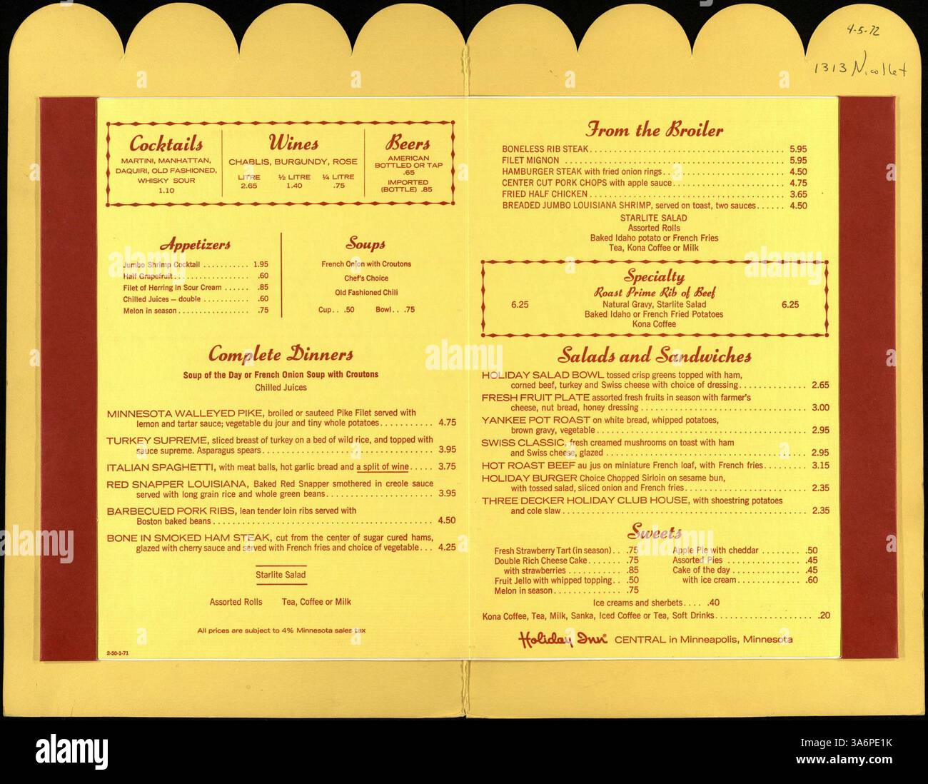 The Round Table menu features a bi-fold design with a stylized stained ...