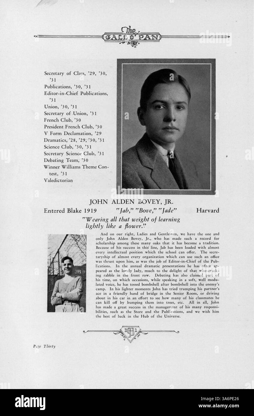 Blake Yearbook 1931, Call-O'-Pan, captures student life, major athletic ...