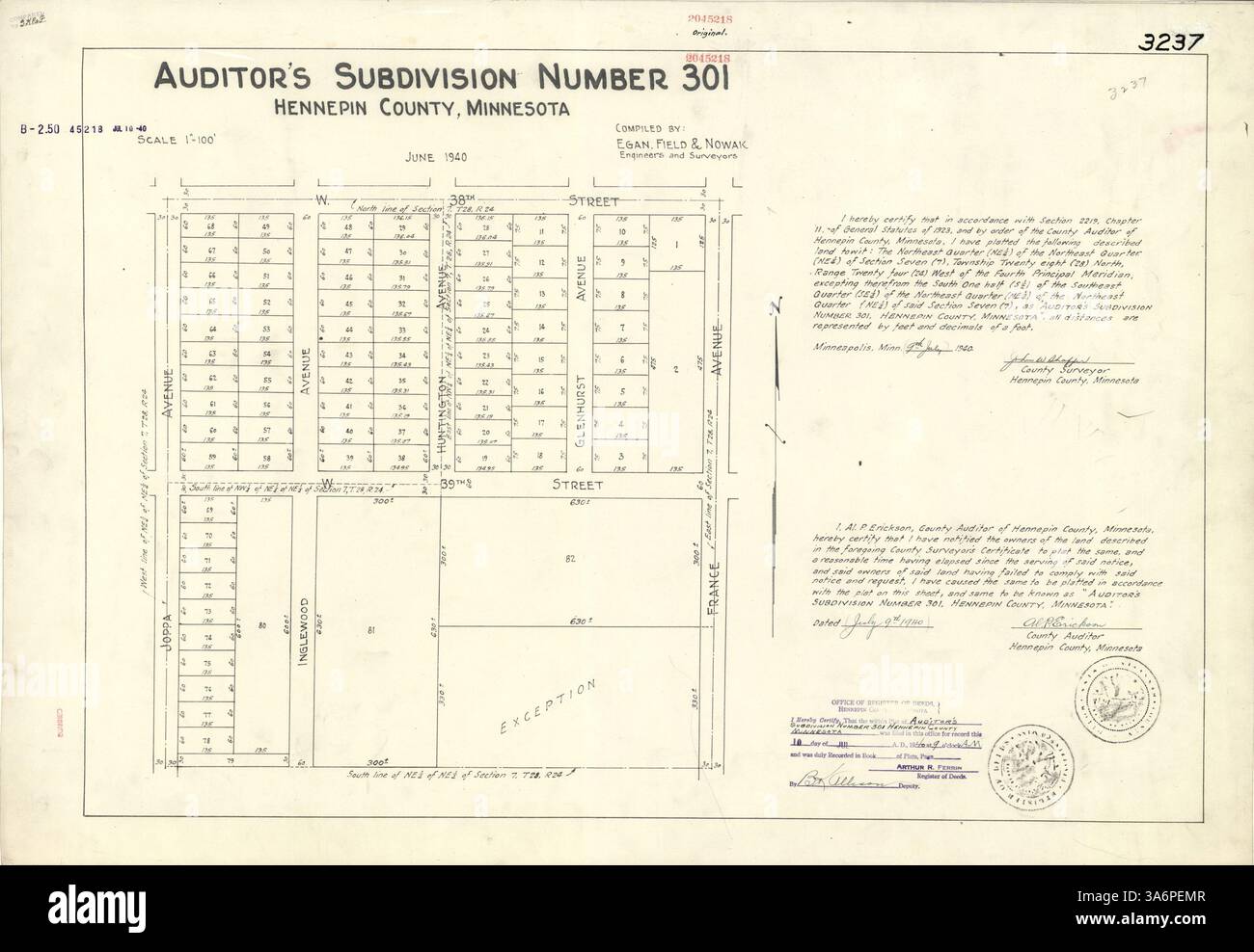 Auditors subdivision number 301 is a registered land division i hi-res ...