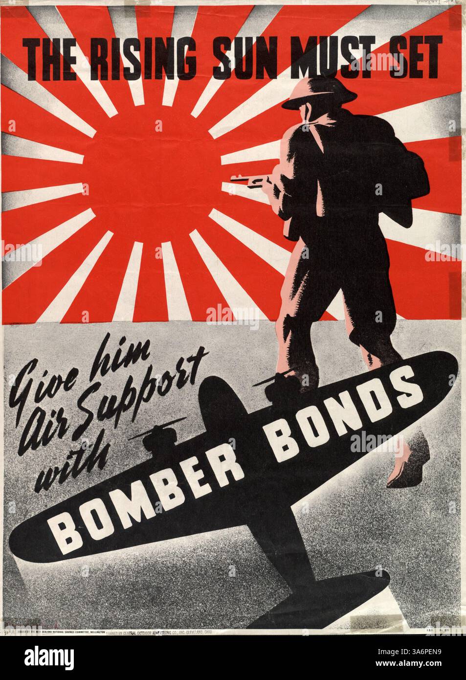 This WWII-era poster features a New Zealand soldier facing the Rising ...