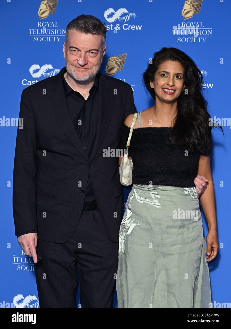 London, UK. March 25th, 2025. Charlie Brooker and Konnie Huq arriving ...