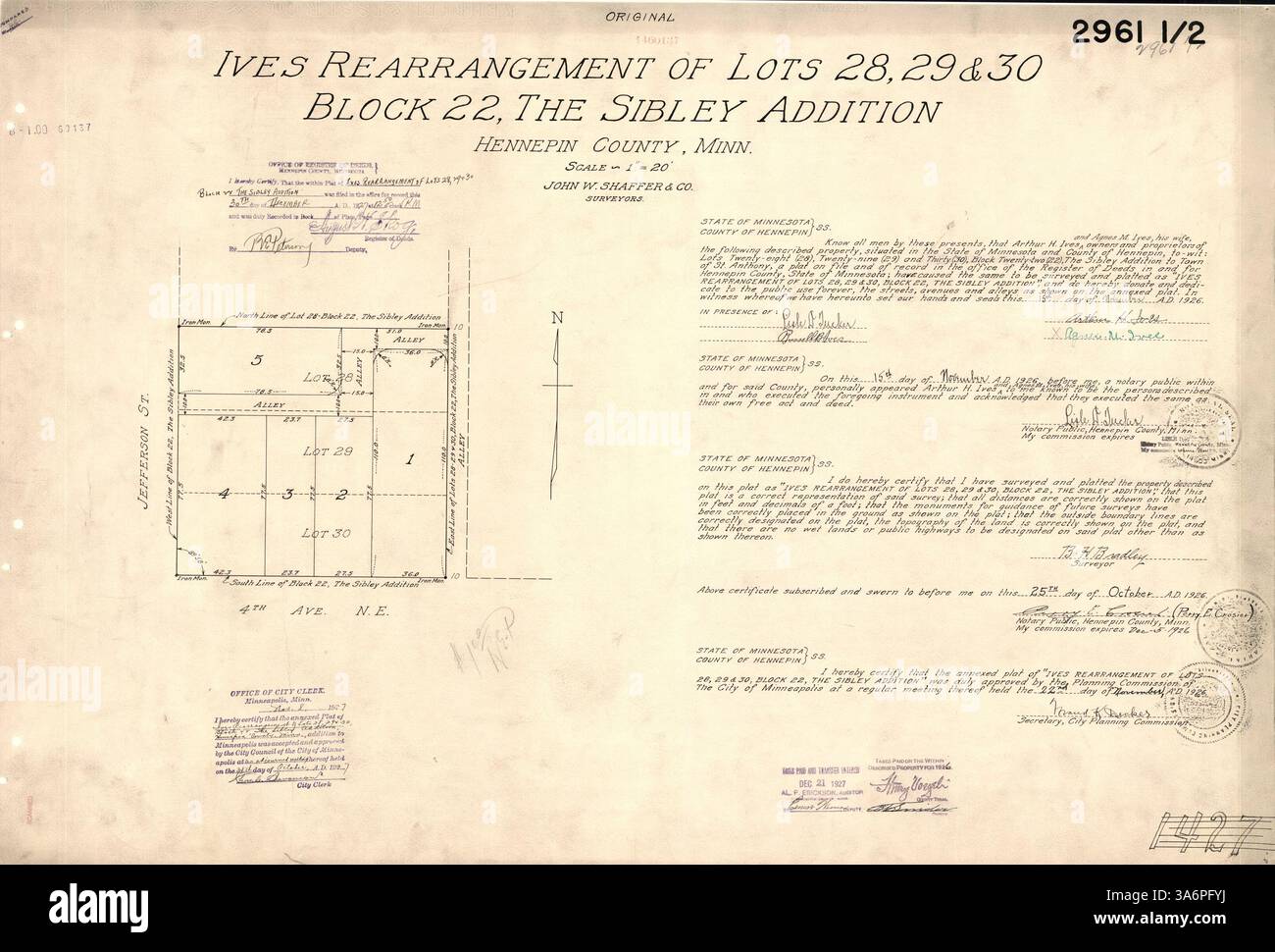 The Ives Rearrangement of Lots 28, 29, and 30 in Block 22 of the Sibley ...