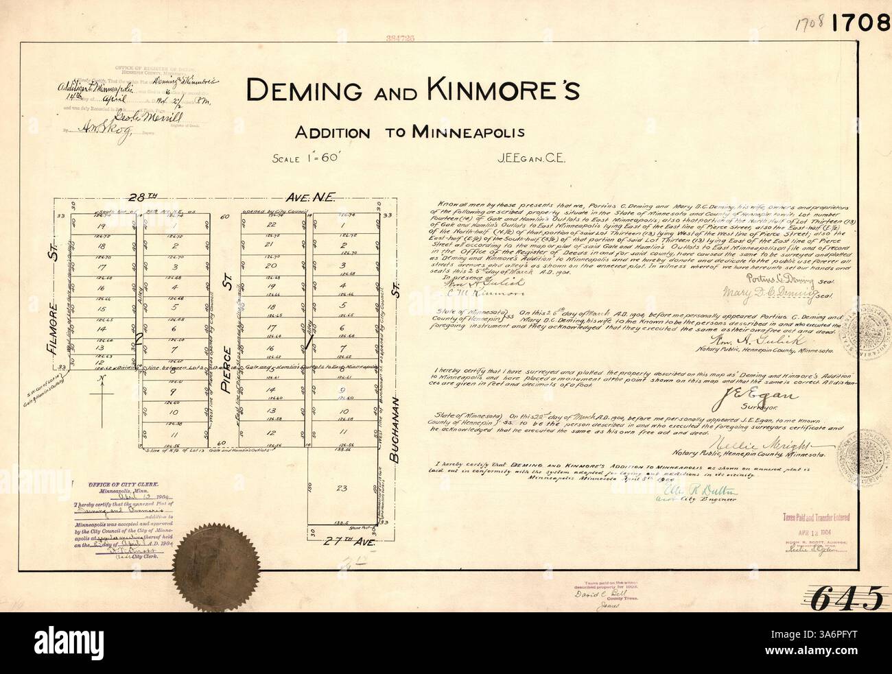 Deming and Kinmore's Addition to Minneapolis, as recorded by Hennepin ...