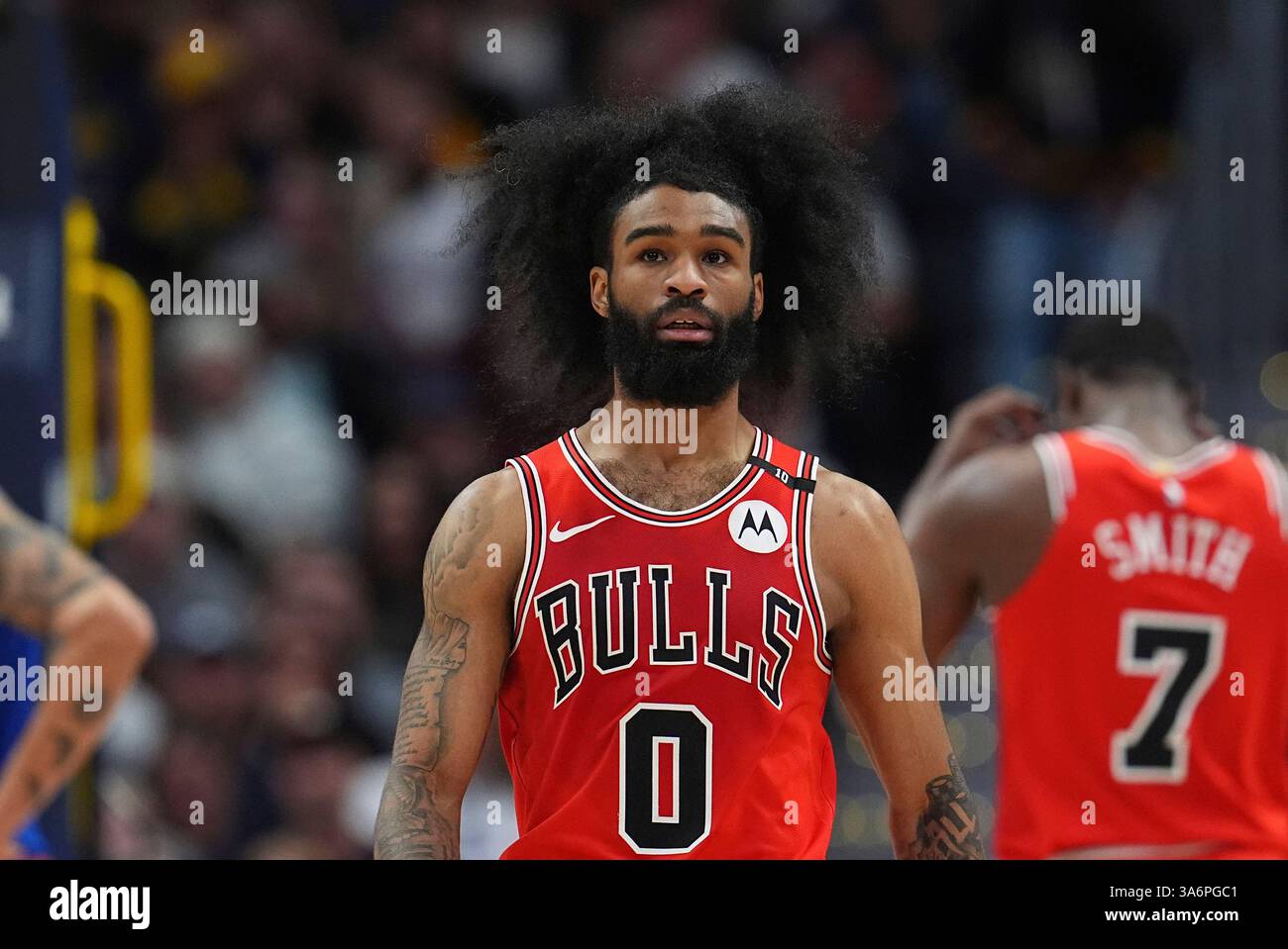 Chicago Bulls guard Coby White (0) in the second half of an NBA ...