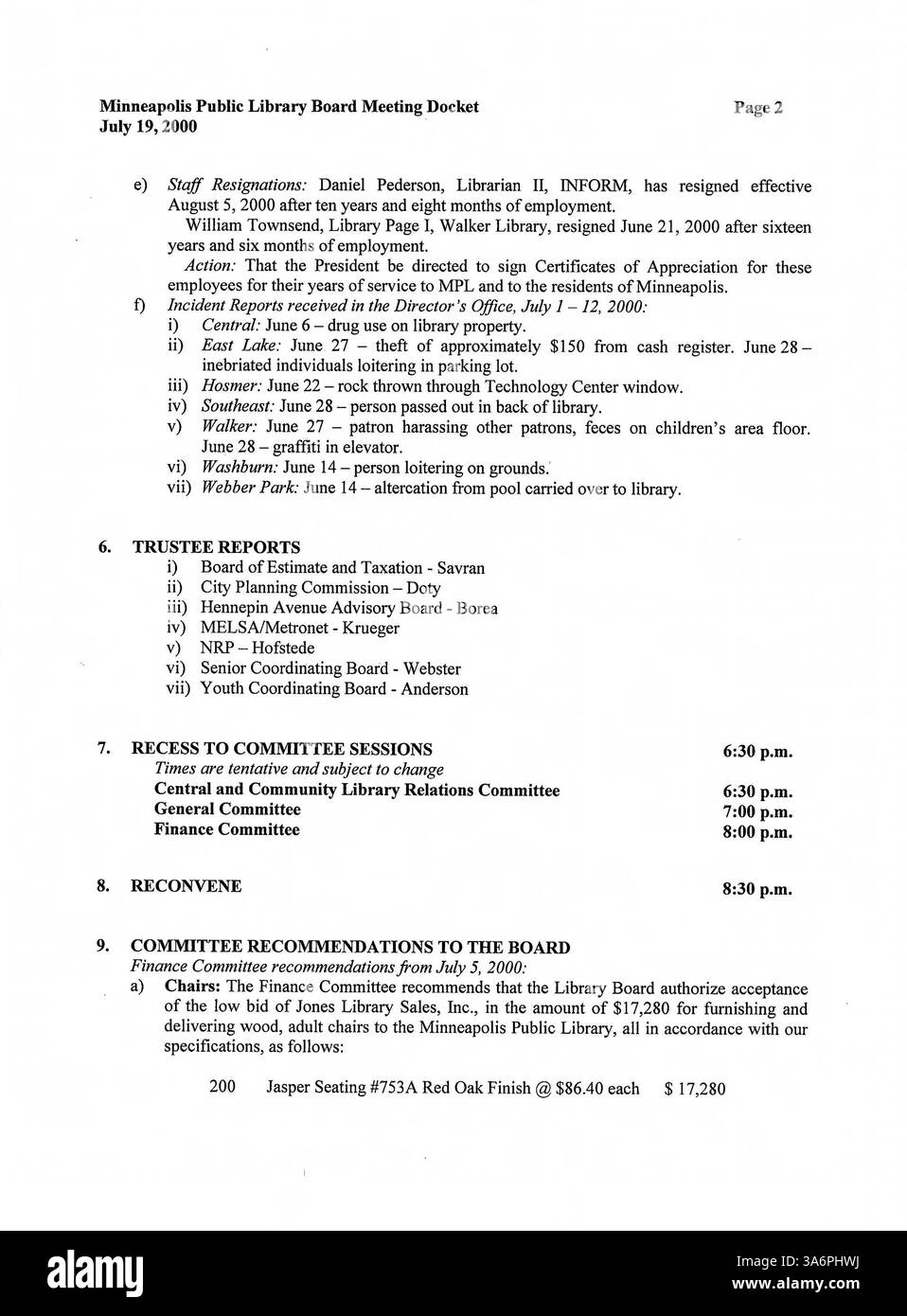 The 2000 minutes of the Minneapolis Public Library Board of Directors ...