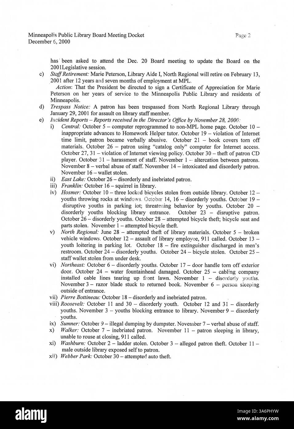 Minutes from the 2000 meetings of the Minneapolis Public Library Board ...