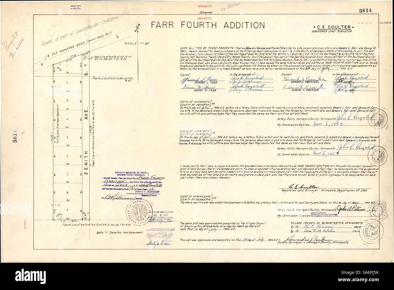 A map or historical reference of the Farr Fourth Addition in the ...