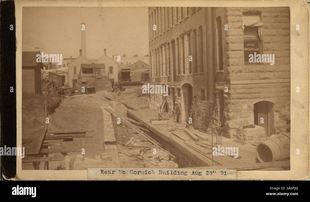 A historical image showing construction at the rear of the McCormick ...
