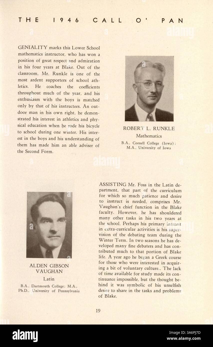 This 1946 blake yearbook captures key highlights from the 1945 1 hi-res stock photography and ...