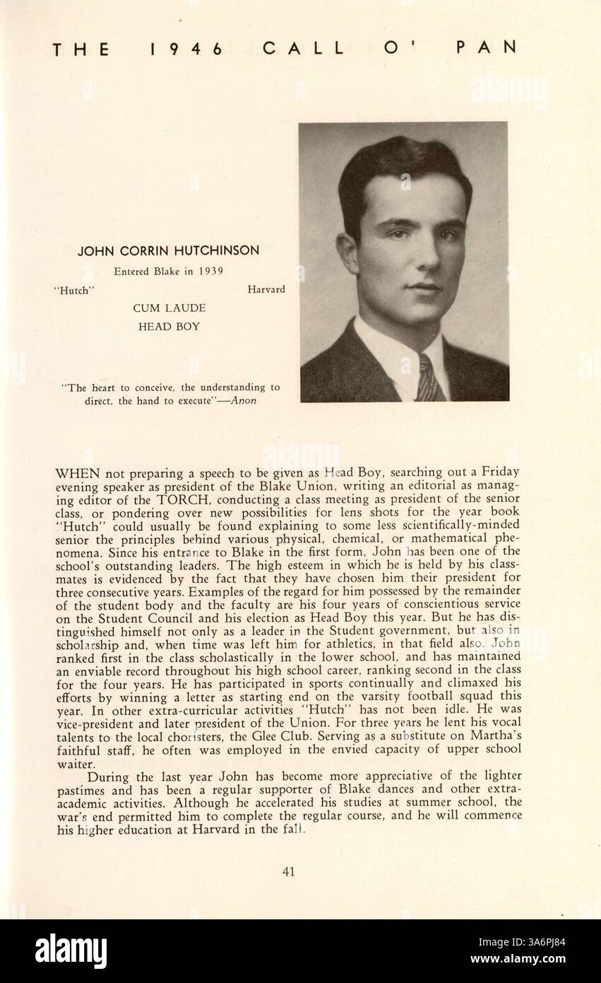 This 1946 Blake Yearbook captures the school year’s students, teachers ...