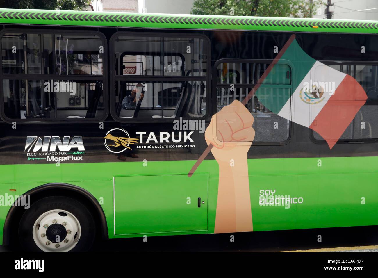 Mexico City, Mexico. 25th Mar, 2025. A electric bus Taruk is seen ...