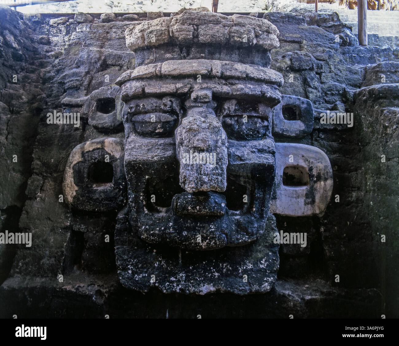Tikal National Park and Archaeological Zone, mask of the god Chaac ...
