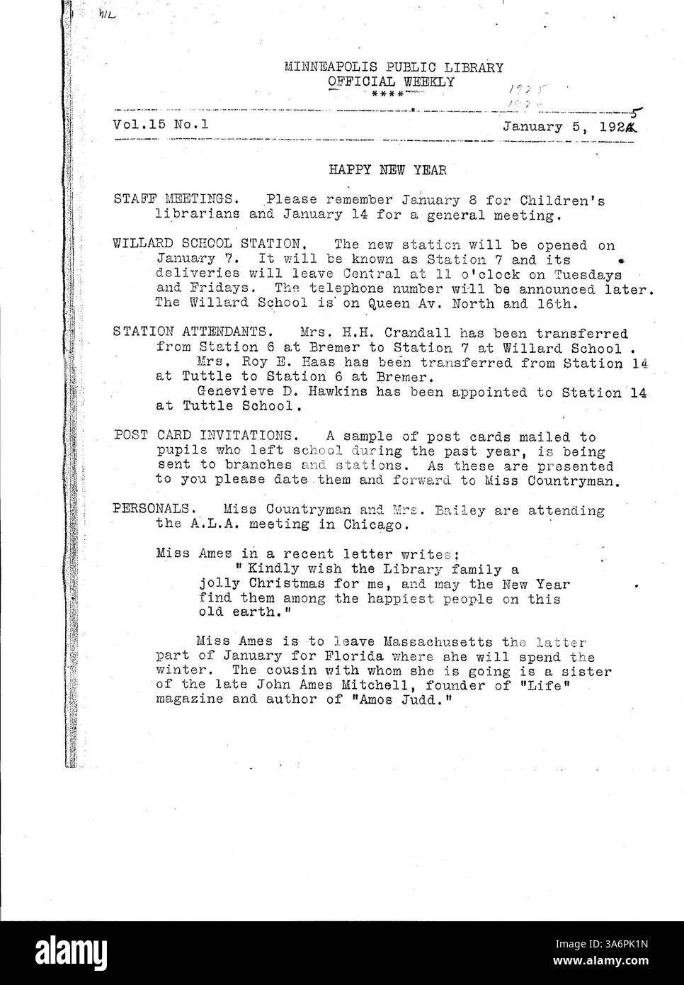 The 1925 official bulletin for employees of the Minneapolis Public ...