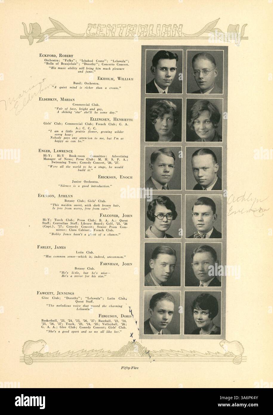 The 1927 Centralian yearbook of Central High School highlights students ...