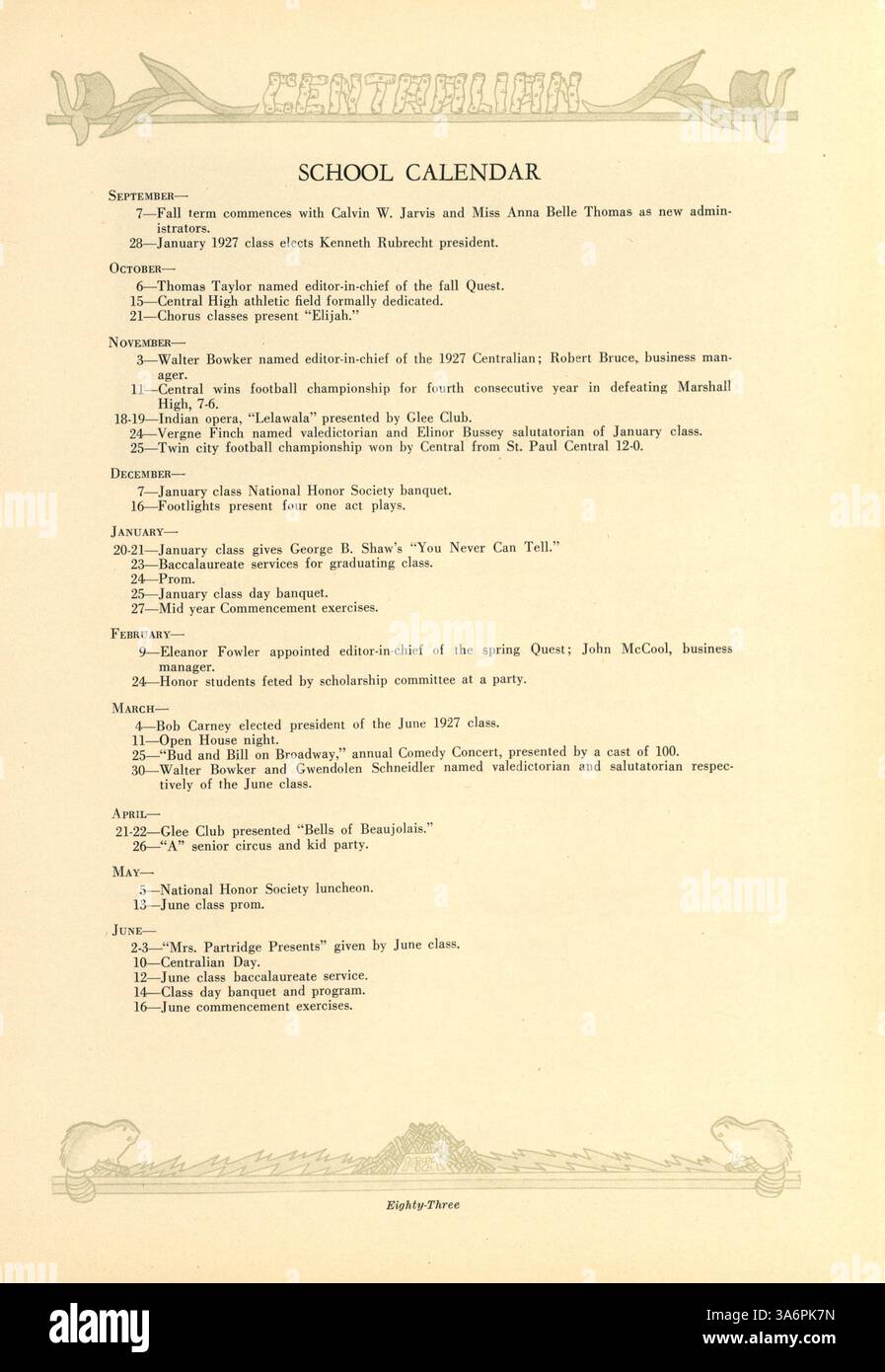 The 1927 'Centralian' yearbook from Central High School captures the ...