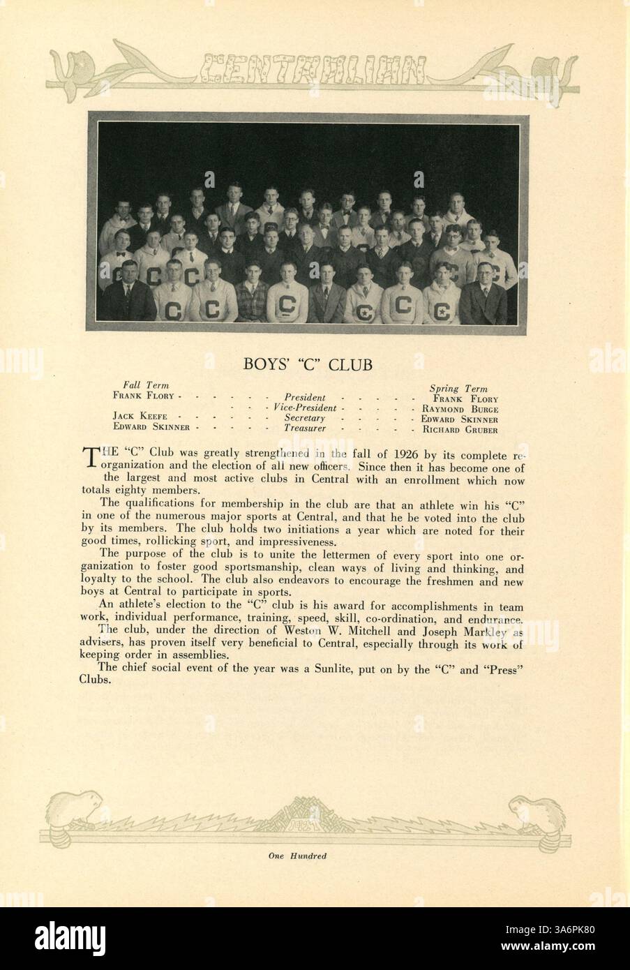 The 1927 'Centralian' yearbook from Central High School captures the ...