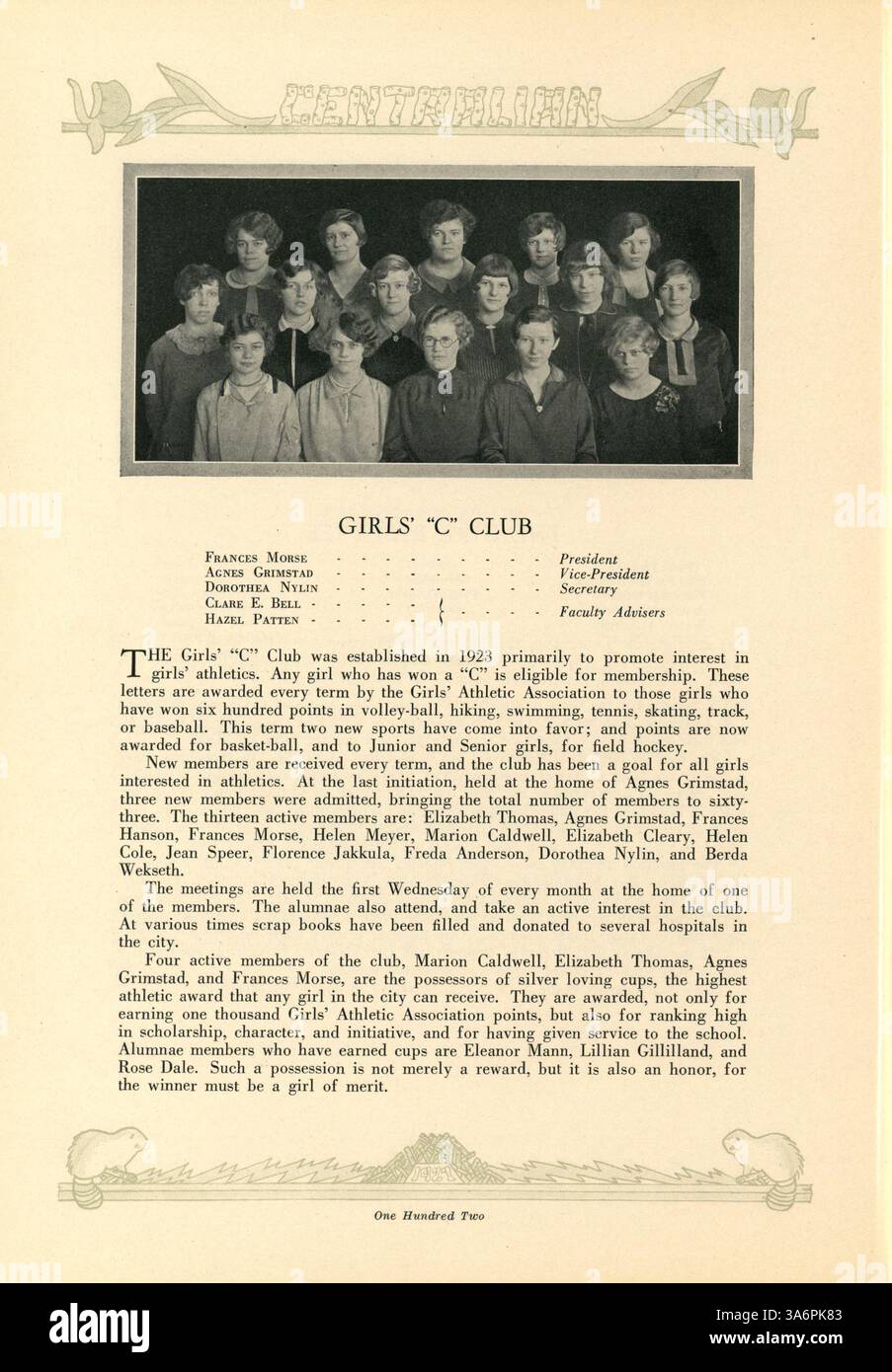 The 1927 'Centralian' yearbook of Central High School provides a ...