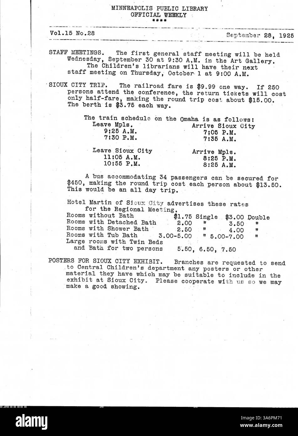 This 1925 bulletin for employees of the Minneapolis Public Library ...