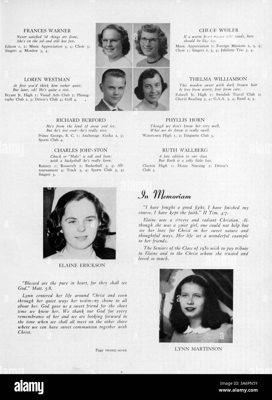 The 1950 Antler yearbook from Minnehaha Academy highlights the students, teachers, athletics ...