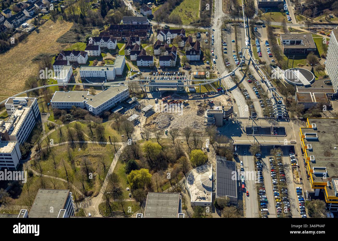 Luftbild, TU Technische Universität Dortmund, H-Bahn Großkabinenbahn ...