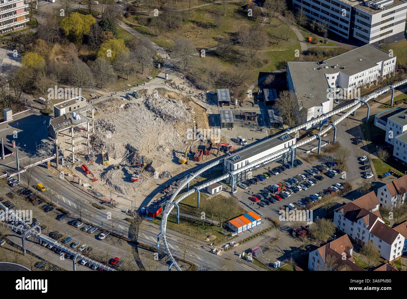 Luftbild, TU Technische Universität Dortmund, H-Bahn Großkabinenbahn ...