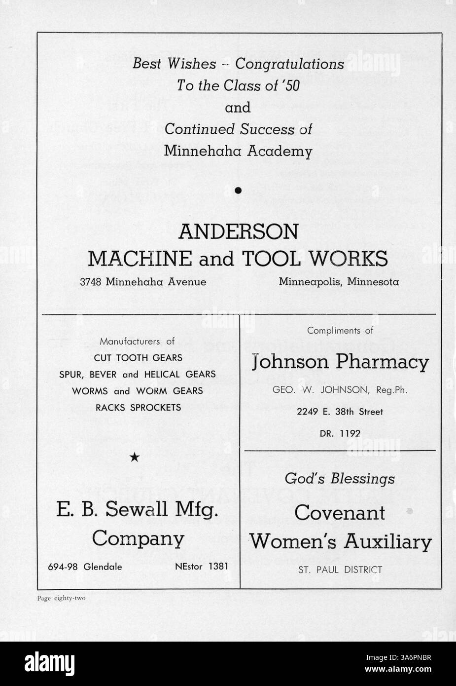 The 1950 Antler yearbook from Minnehaha Academy documents the school year of 1949-1950 ...