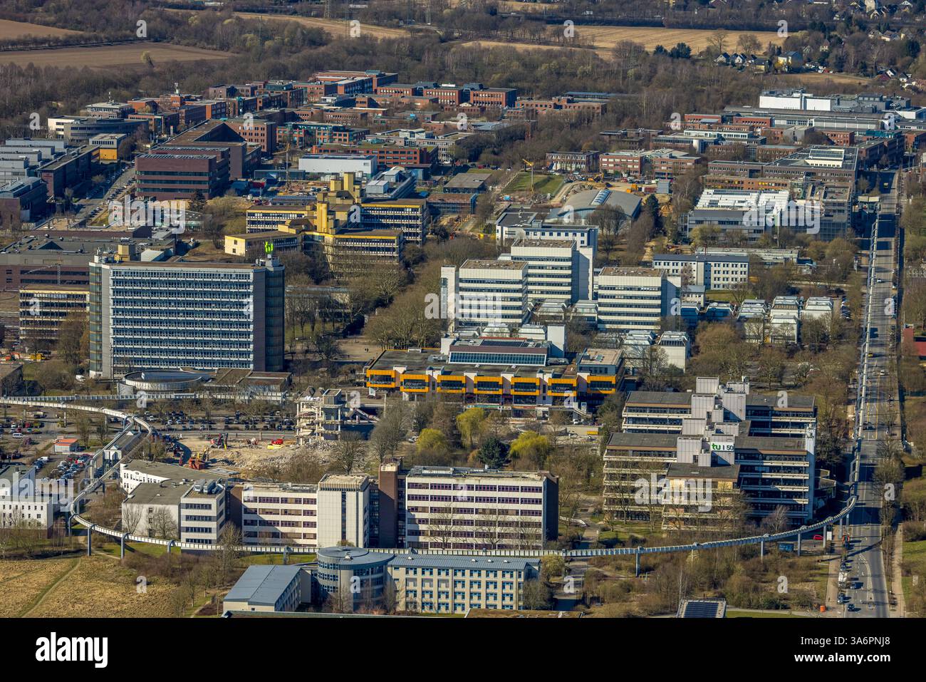 Luftbild, TU Technische Universität Dortmund, H-Bahn Großkabinenbahn ...