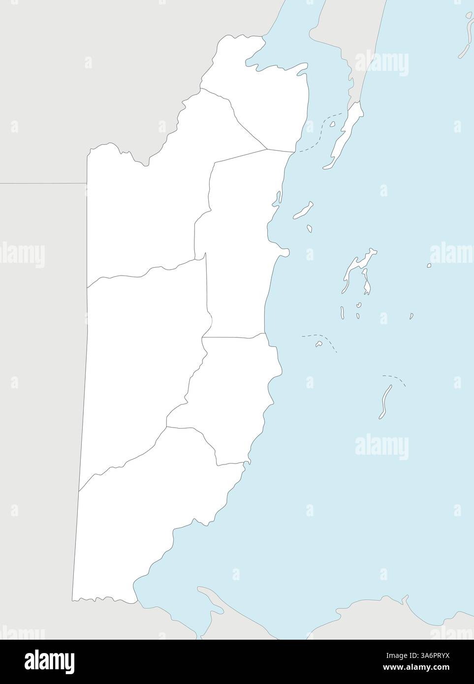 Vector regional blank map of Belize with districts and administrative divisions, and ...