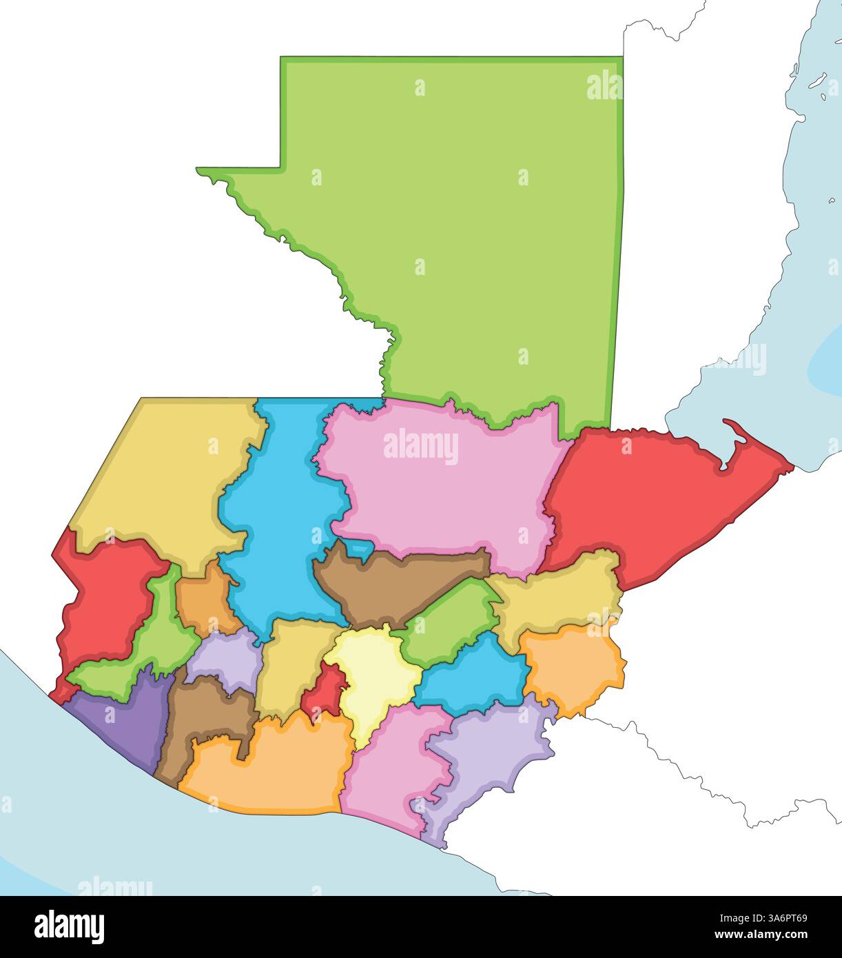Vector illustrated regional blank map of Guatemala with departments and ...