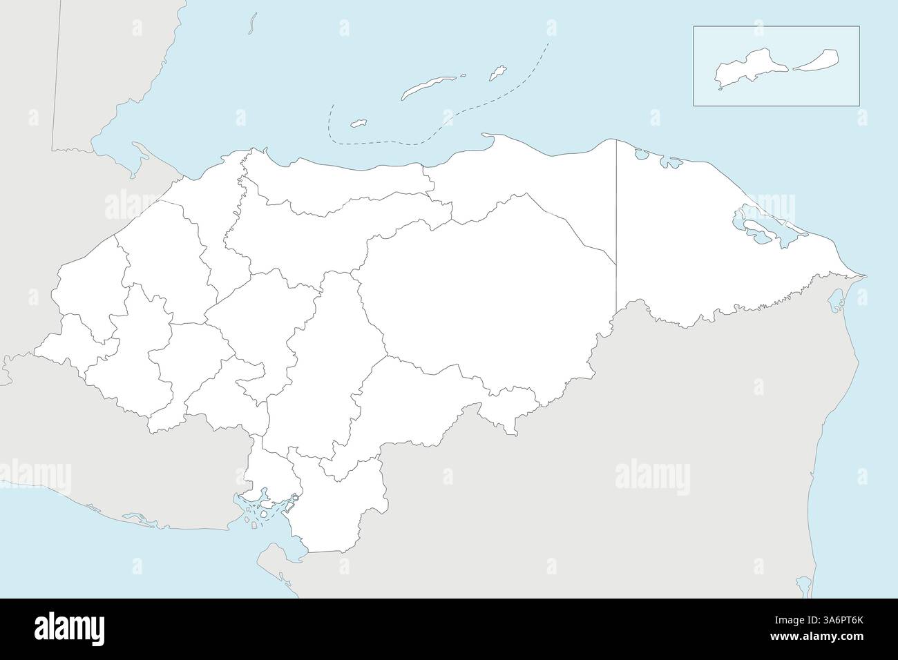 Vector regional blank map of Honduras with departments and ...