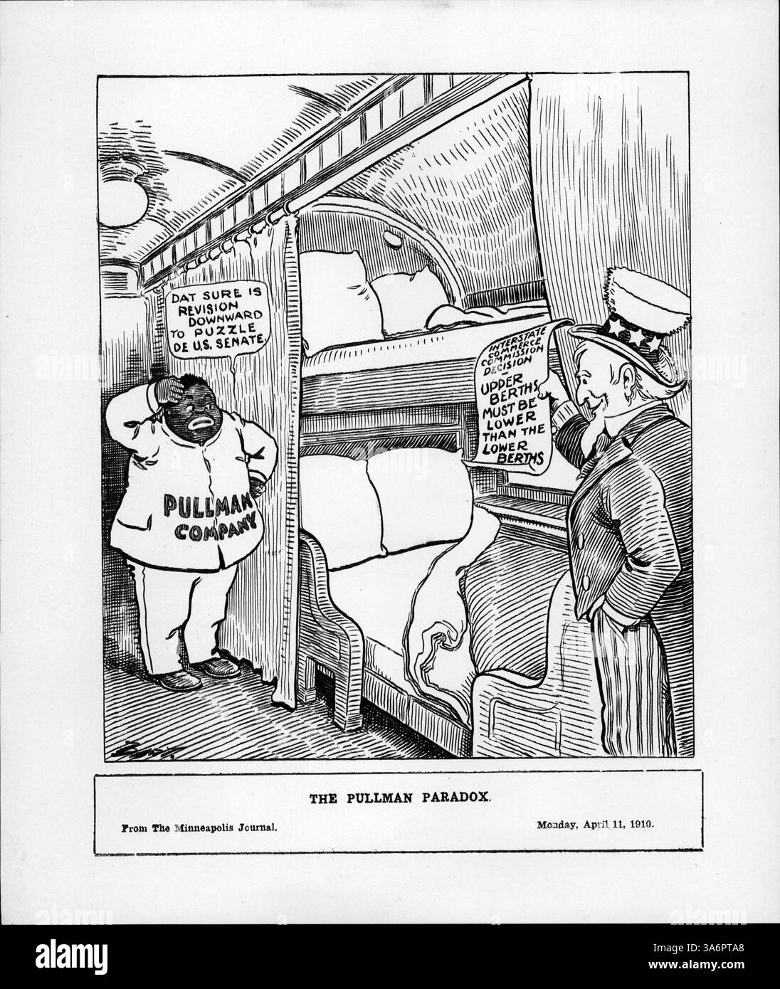 The Pullman Paradox cartoon depicts Uncle Sam standing next to sleeping ...