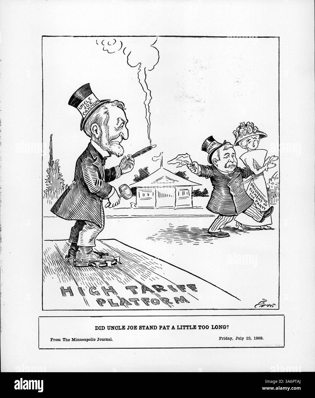 This political cartoon shows Cannon on the High Tariff platform while ...