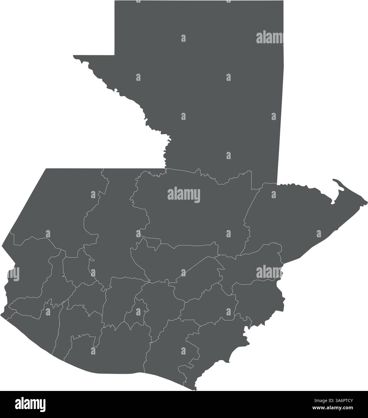 Vector regional blank map of Guatemala with departments or territories ...