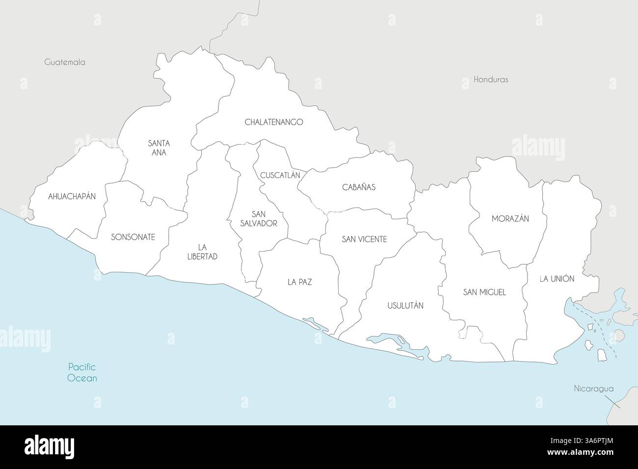 Vector regional map of El Salvador with departments and administrative ...