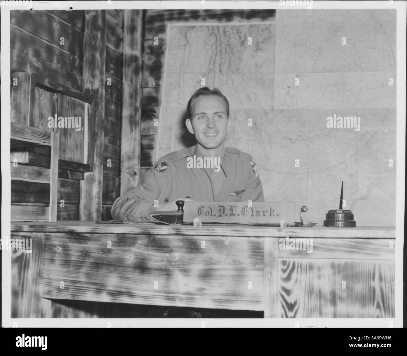 Colonel Donald L. Clark, shown at his desk at the 14th Air Force ...