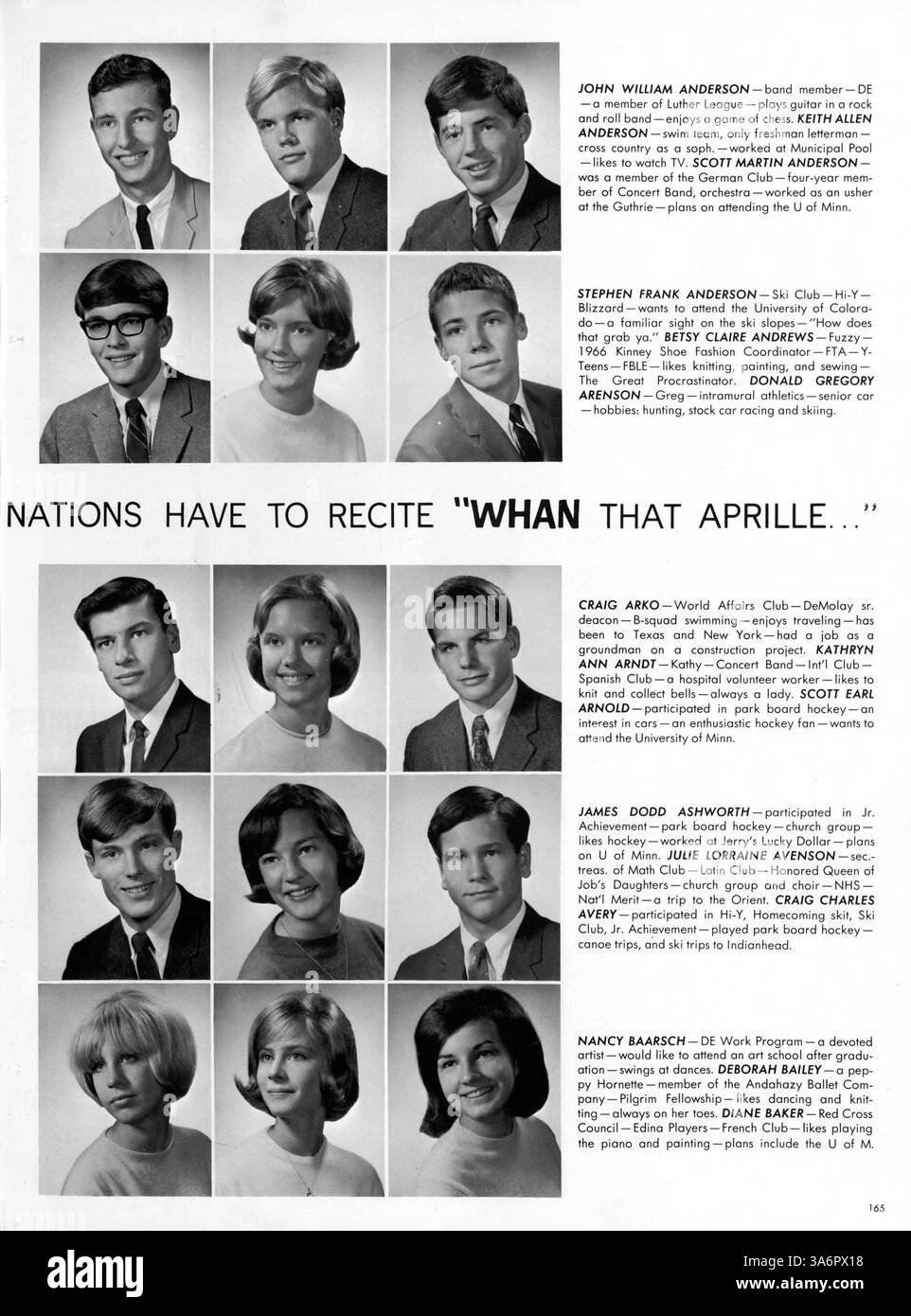 The 1966 Whigrean yearbook from Edina-Morningside High School features student portraits ...