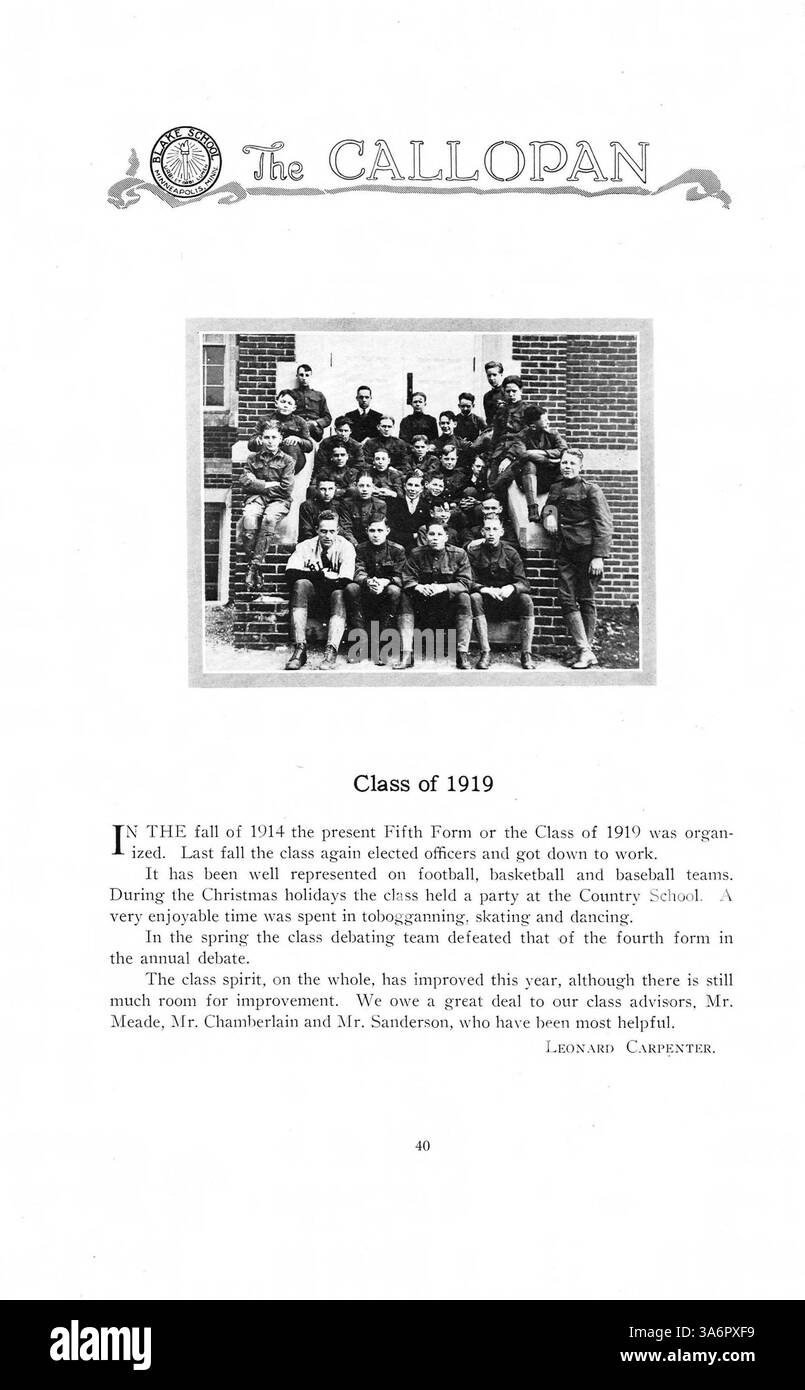 This 1917 edition of The Callopan yearbook from Blake School documents ...