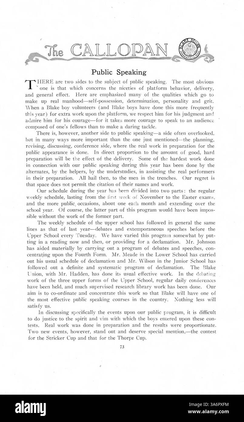 The 1917 Blake School yearbook, 'The Callopan,' documents students ...