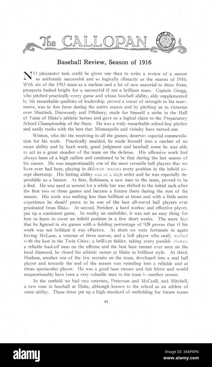 The 1917 edition of The Callopan yearbook from Blake School highlights ...