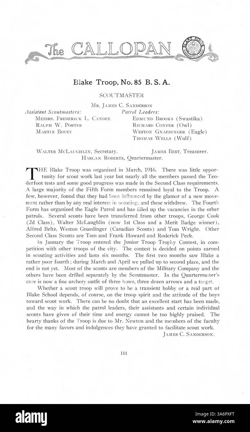 The 1917 Blake yearbook, 'The Callopan,' offers a detailed record of ...